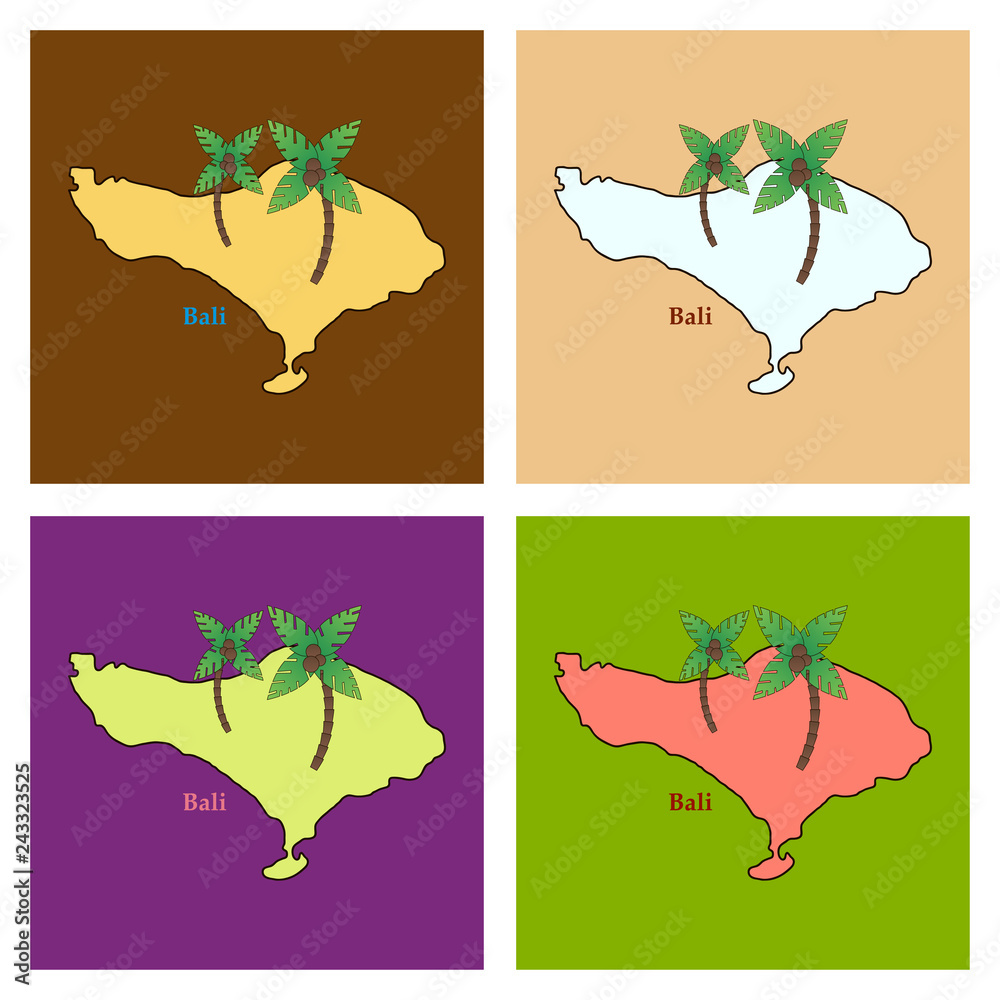 Bali, Indonesia Map with Travel and Attraction, Landmarks, Tourism and ...