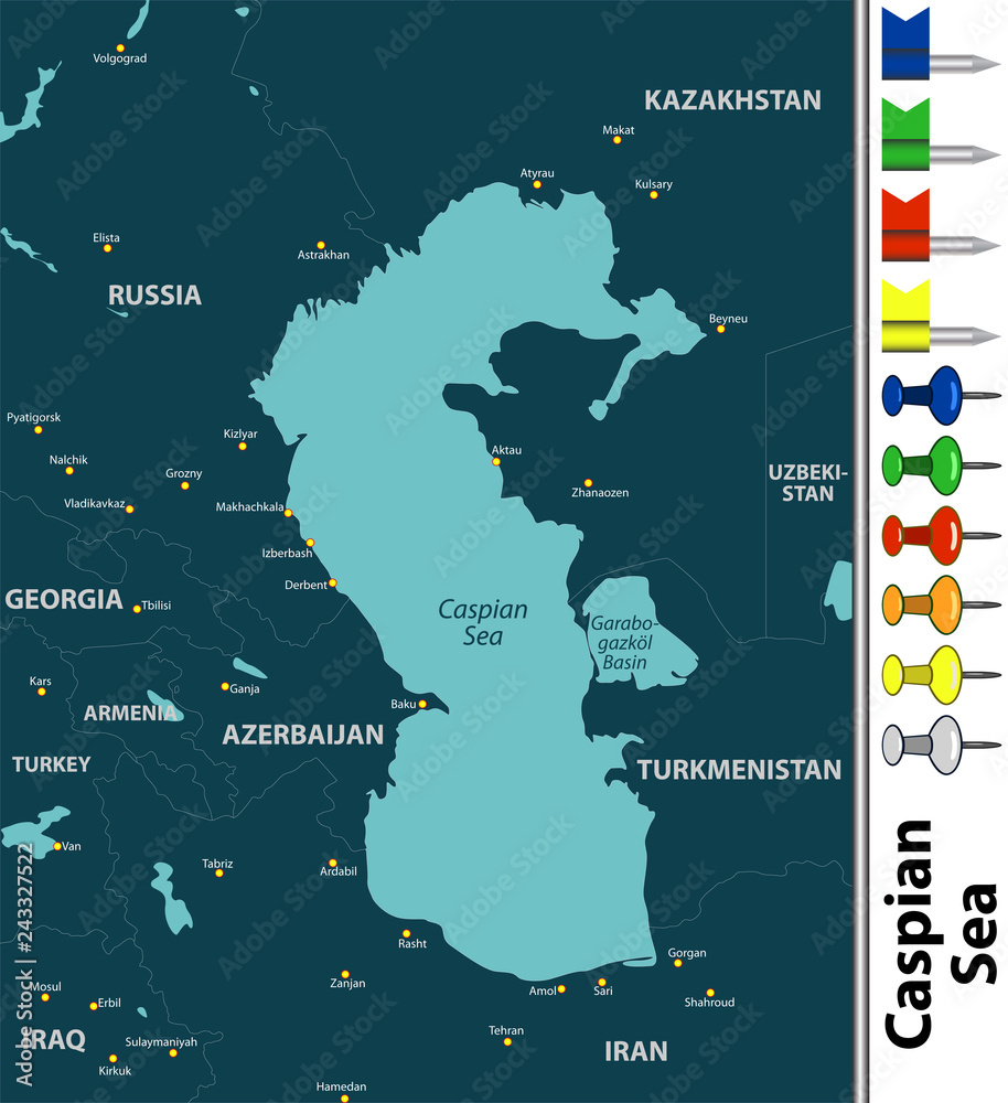 Map of Caspian Sea Stock Vector | Adobe Stock