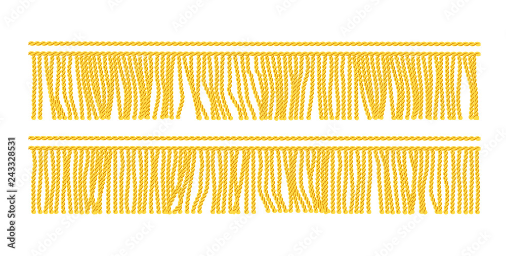 Gold fringe. Seamless decorative element. Textile border. Stock Vector ...
