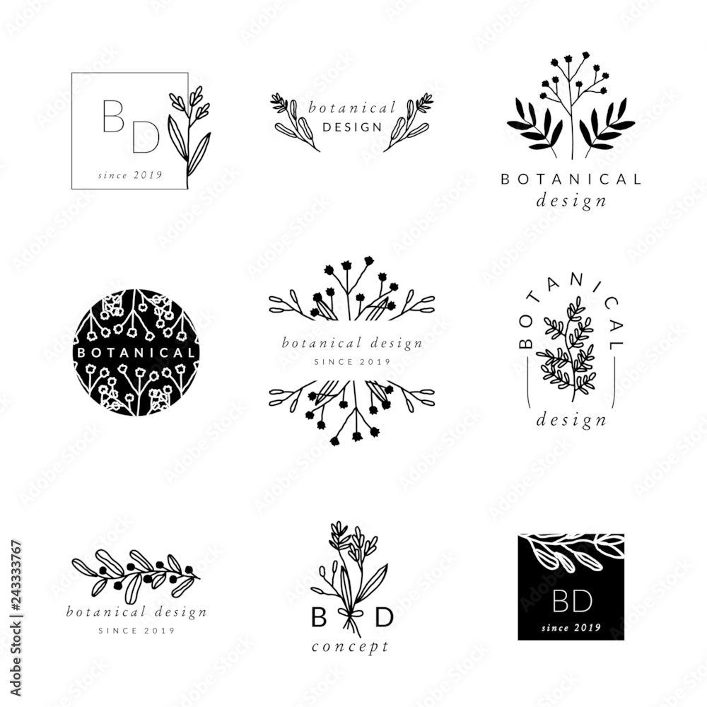 Botanical Logo Design Templates Stock Vector | Adobe Stock