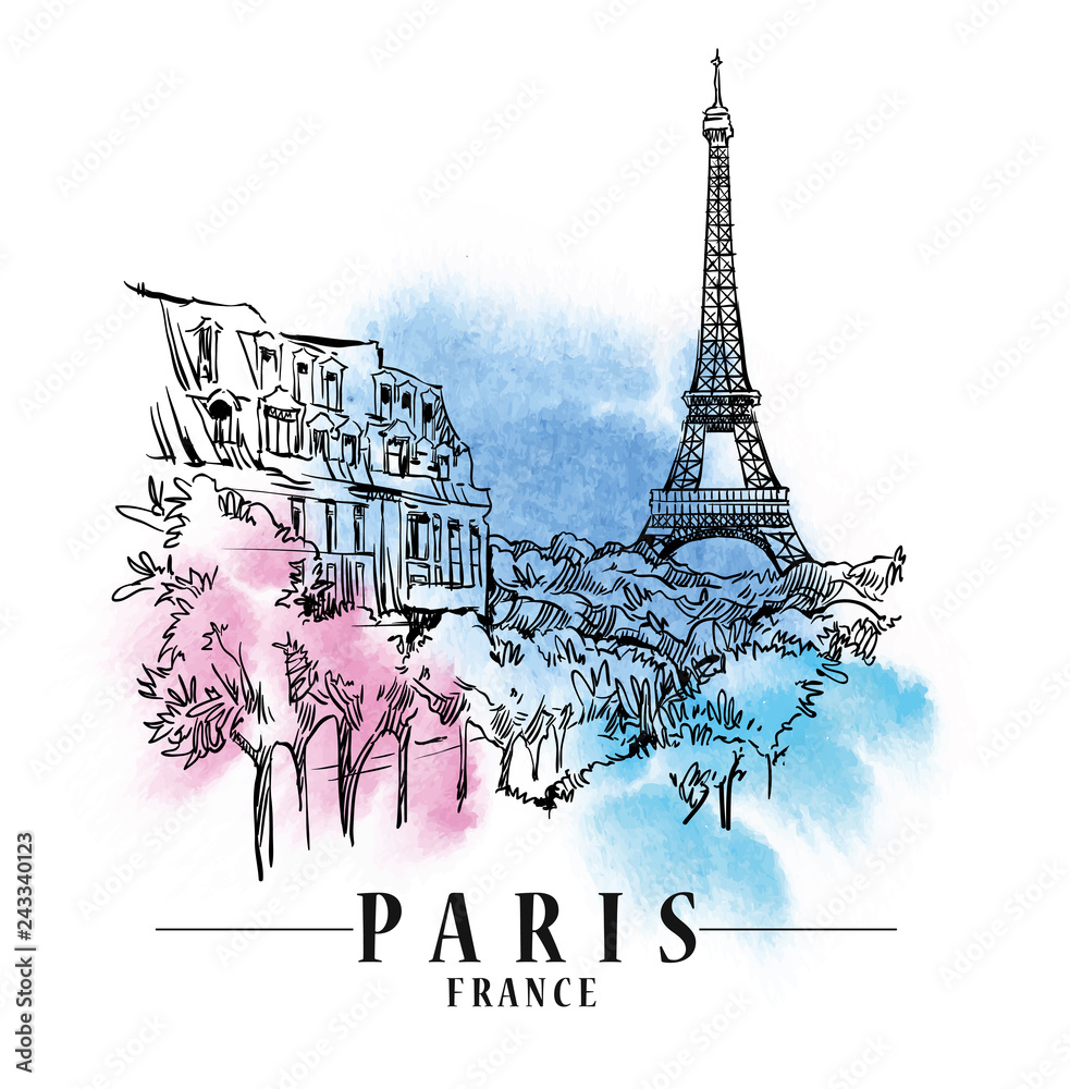 Paris vector illustration. Stock Vector | Adobe Stock