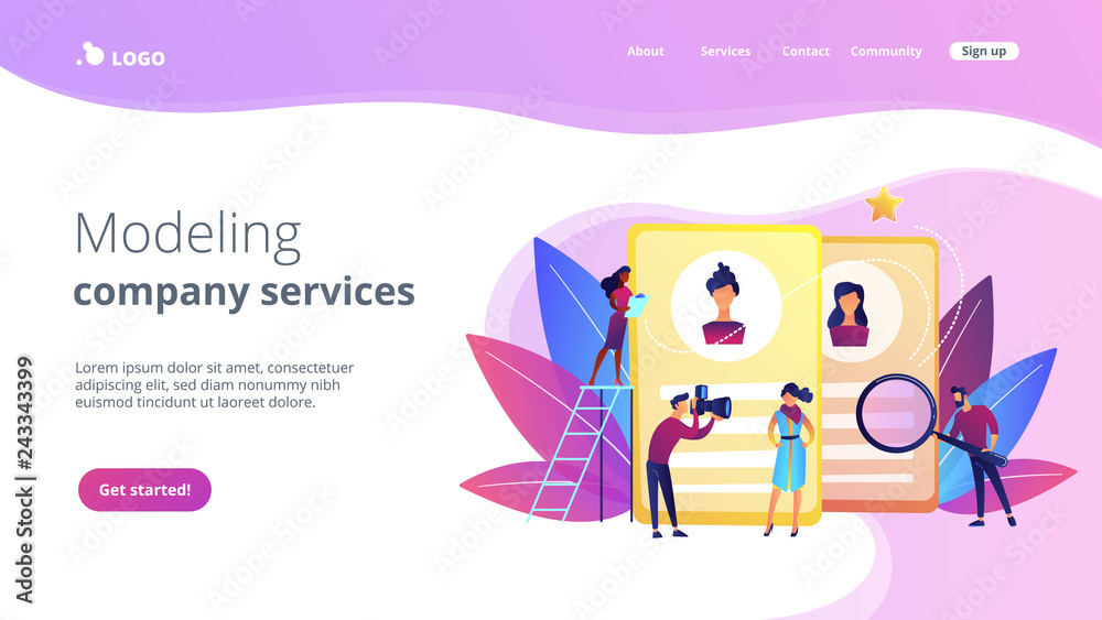 Modeling agency manager and photographer take photos of model for ...