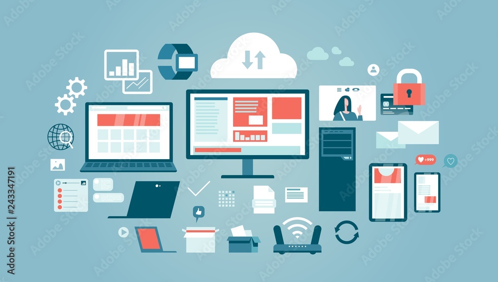 Internet technologies devices computer equipment set vector ...