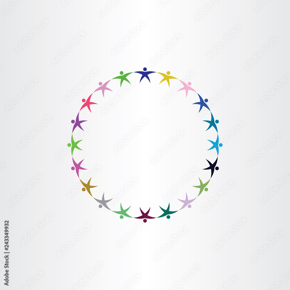 group of people holding hands circle symbol sign vector logo Stock ...