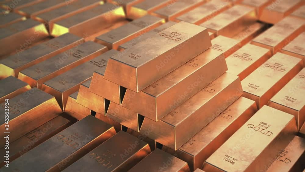 Vídeo do Stock: Gold bars. Pyramid from bricks. Gold ingots, Concept of ...