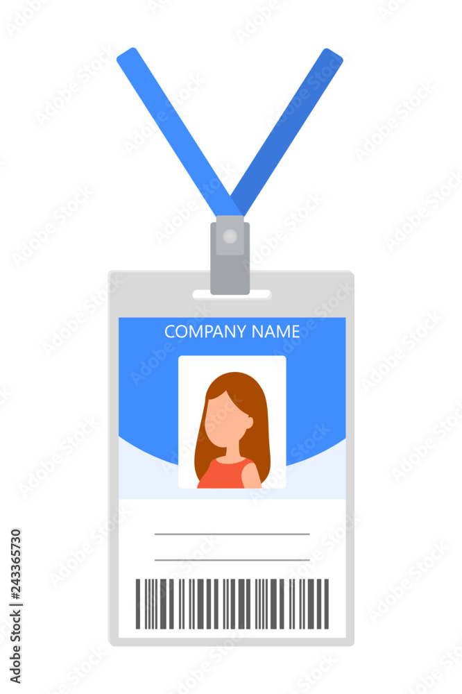 ID card plastic badge with photo and name Stock Vector | Adobe Stock