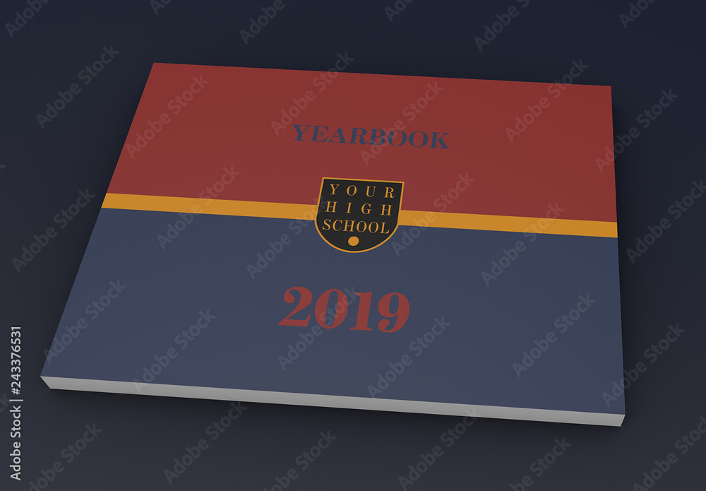 Red, Gold, and Blue Yearbook Layout Stock Template | Adobe Stock