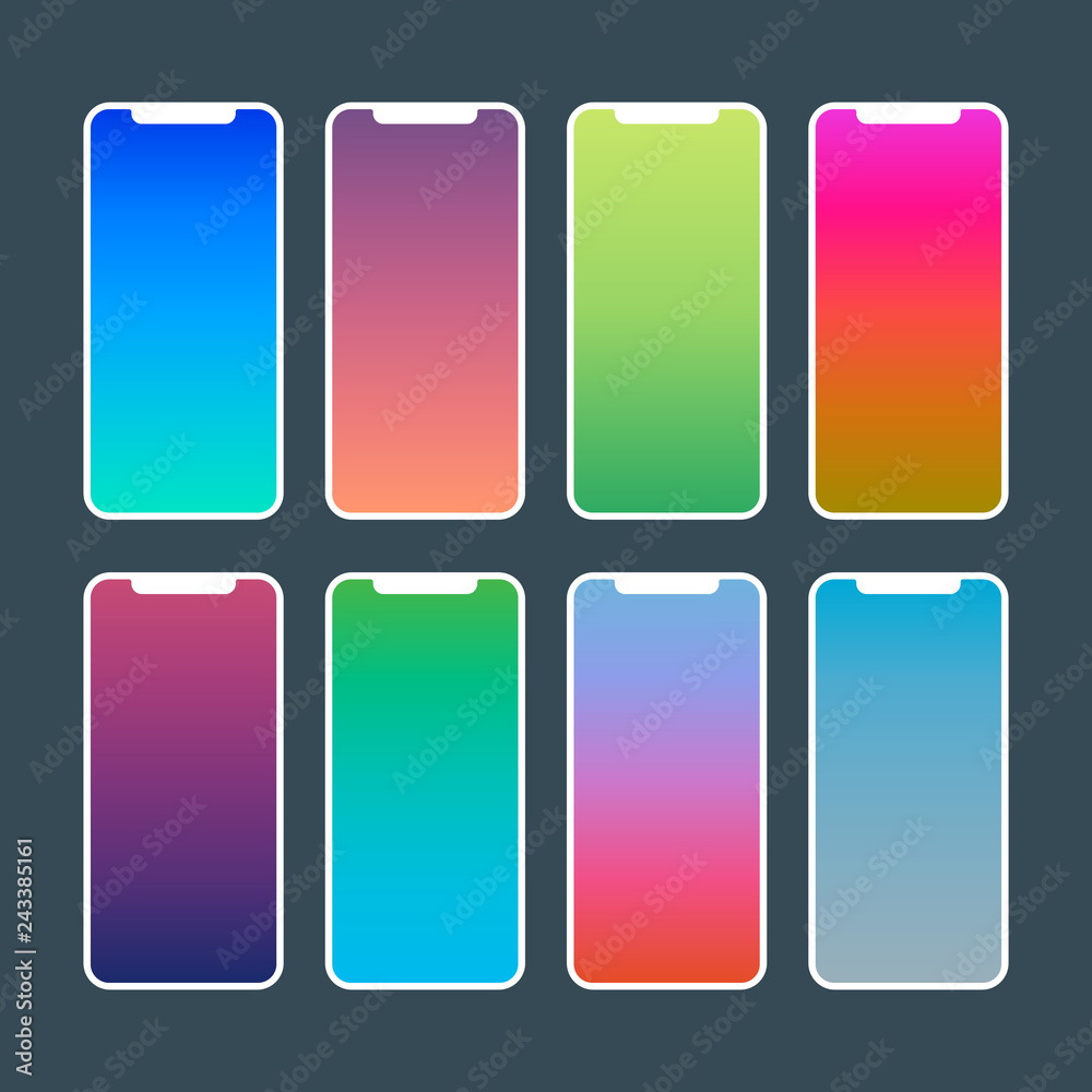 trendy gradient wallpapers. vibrant swatches for mobile app Stock ...