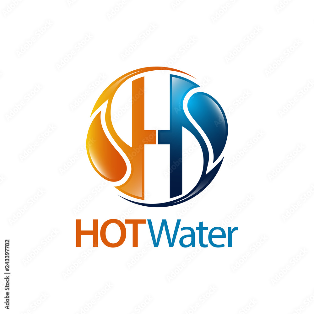 Circle hot water drop initial letter H logo concept design. Symbol graphic template element ...