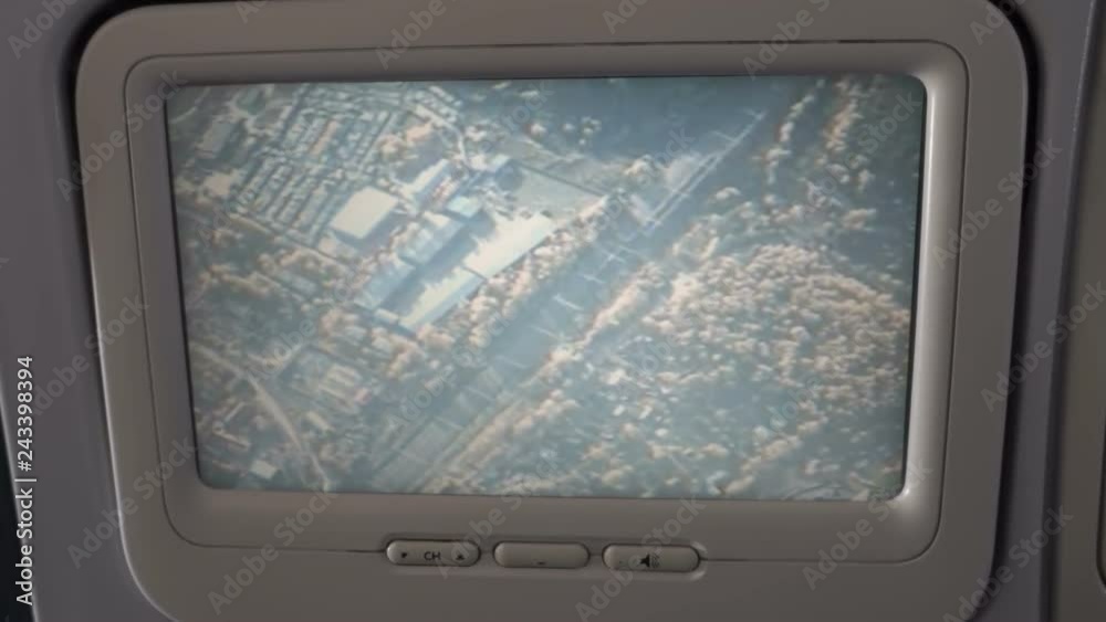 In the cabin, passengers on the monitor can watch the flight of the ...