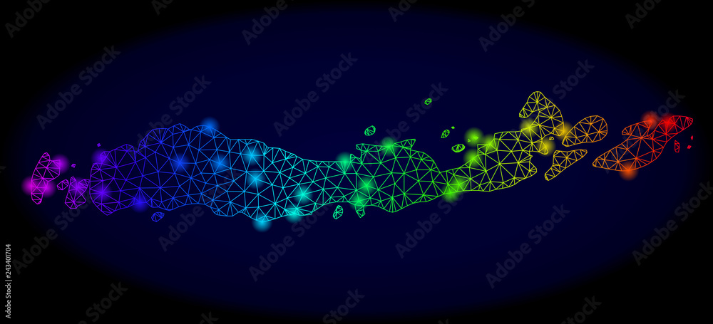 Bright mesh vector map of Indonesia - Flores Islands with glow effect ...