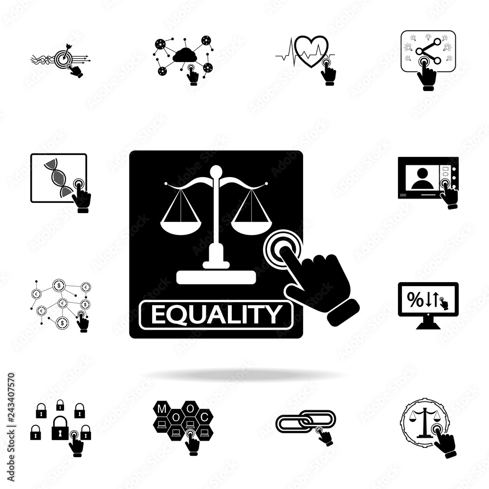Equality concept on touch screen icon. Detailed set of digital touch ...