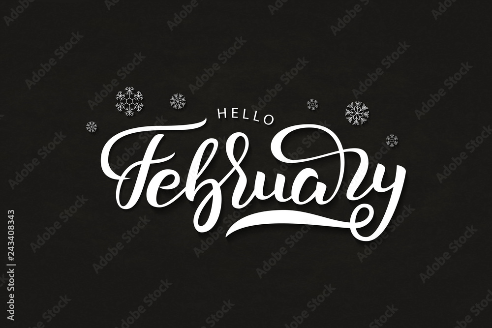 Vector realistic isolated typography logo of Hello February with ...