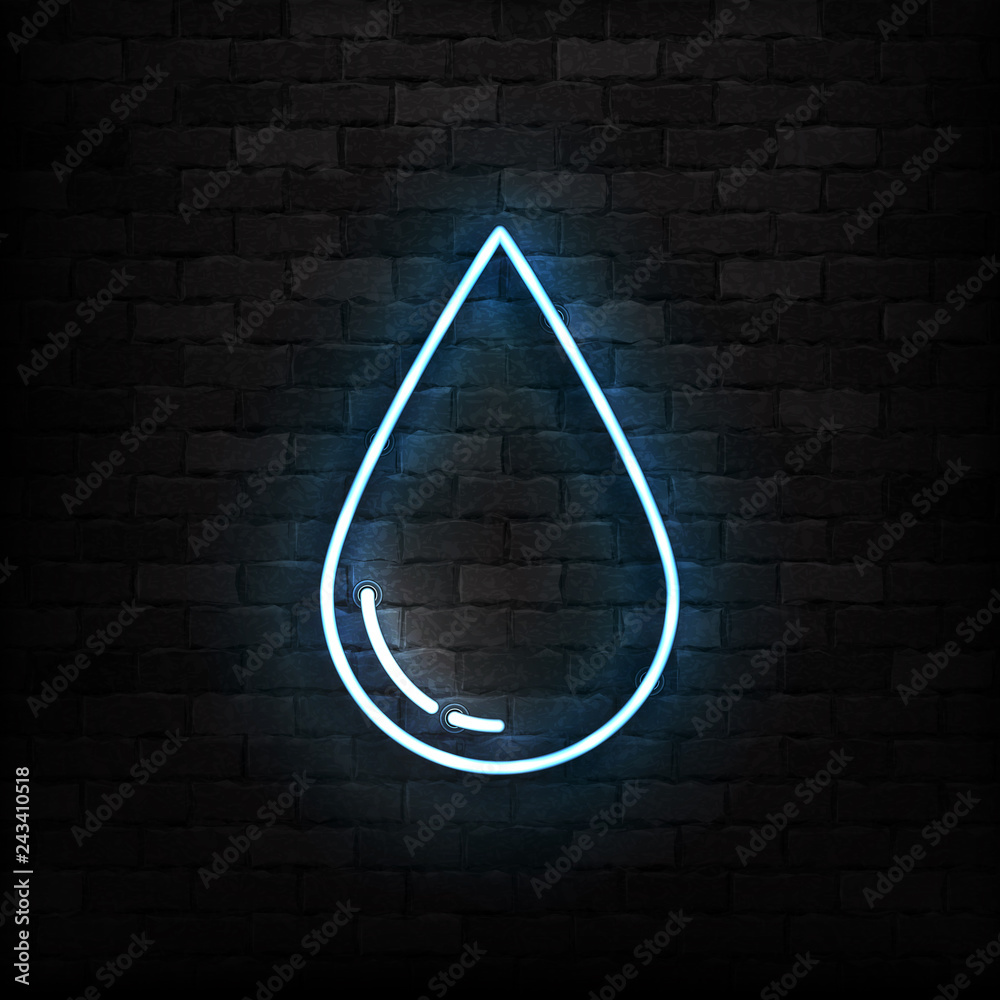 Vector realistic isolated neon sign of Water logo for template ...