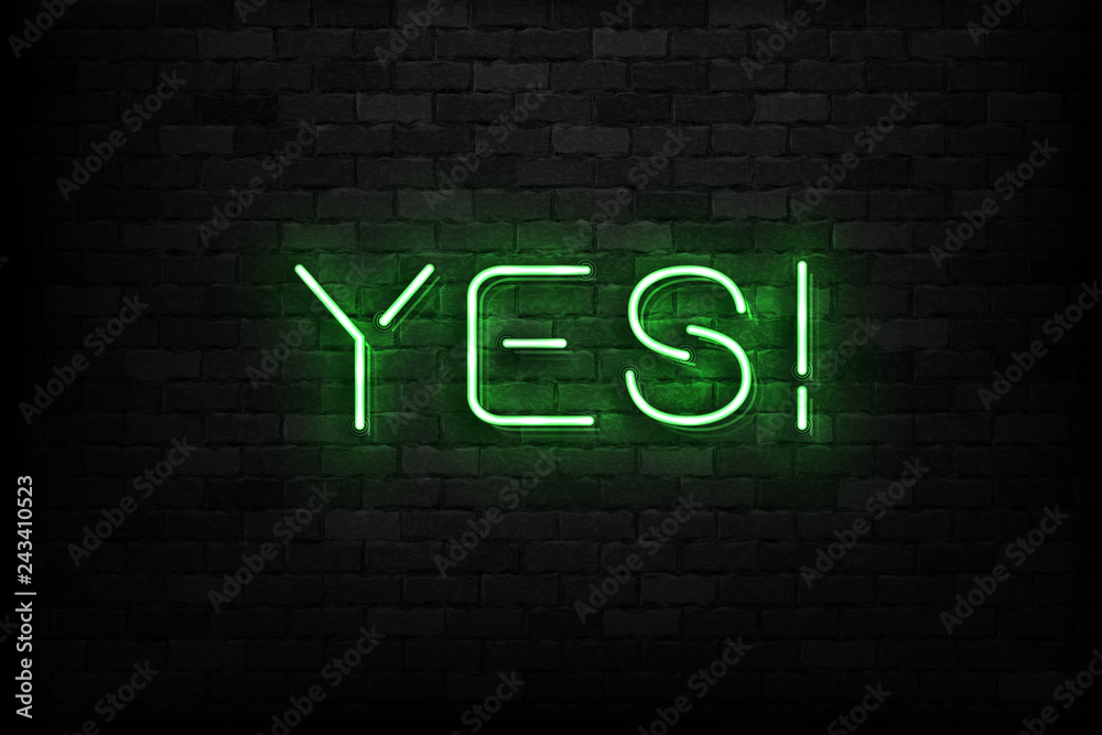 Vector realistic isolated neon sign of Yes logo for decoration and ...