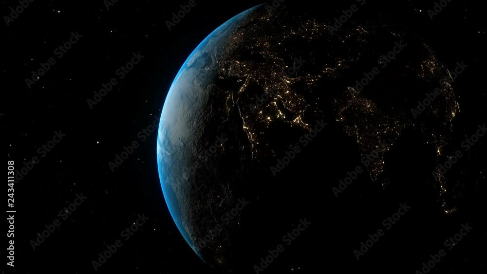Realistic Earth Rotating on black (Loop). Texture map courtesy of NASA ...