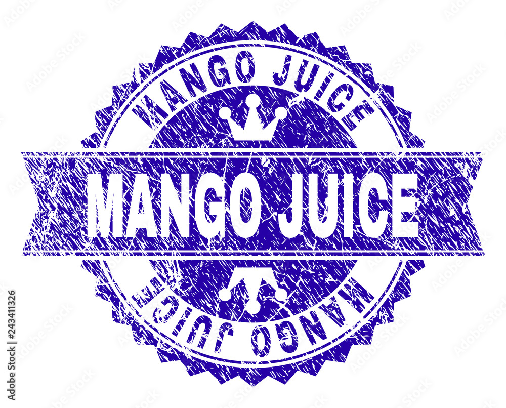 MANGO JUICE rosette stamp seal imitation with distress style. Designed ...