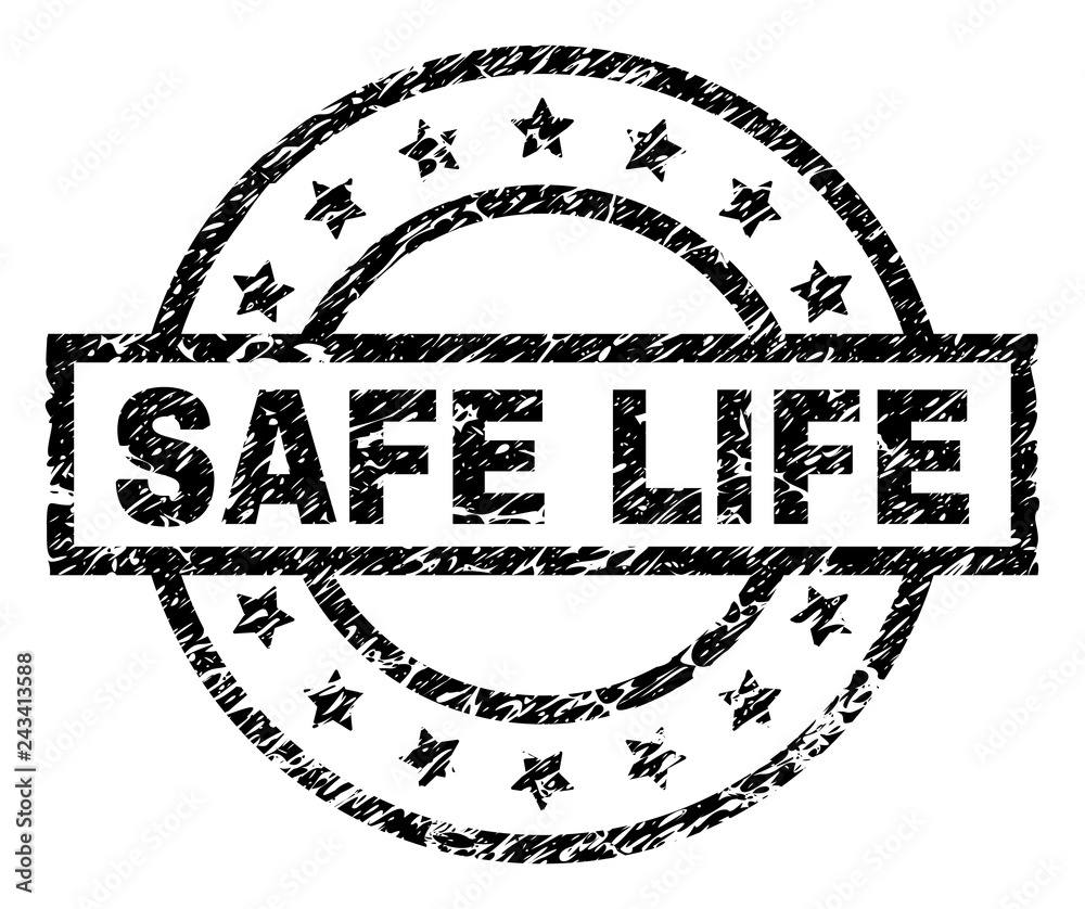 SAFE LIFE stamp seal watermark with distress style. Designed with ...