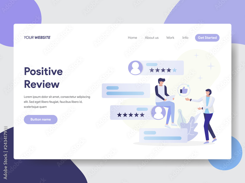 Landing page template of Positive Review Illustration Concept. Modern ...