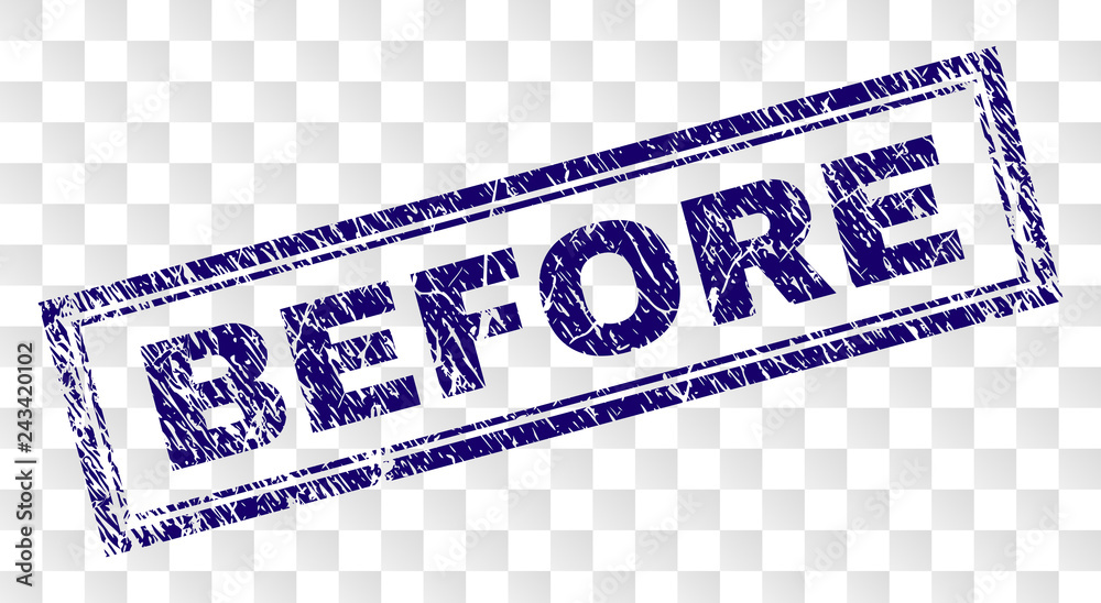 BEFORE stamp seal imprint with rubber print style and double framed ...