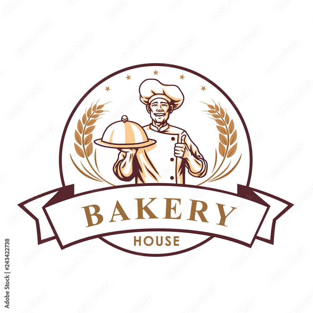 Chef Bakery Shop Logo, Sign, Template, Emblem, Vector Design Stock ...