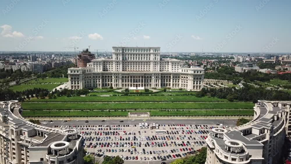 Different angles over the Palace of the Parliament in Bucharest Romania ...
