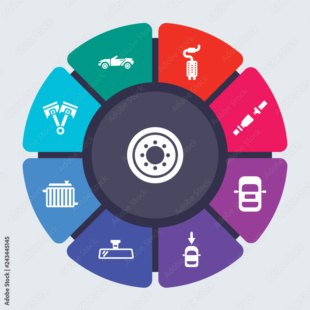 car parts vector template for infographics. Business concept with 9 ...