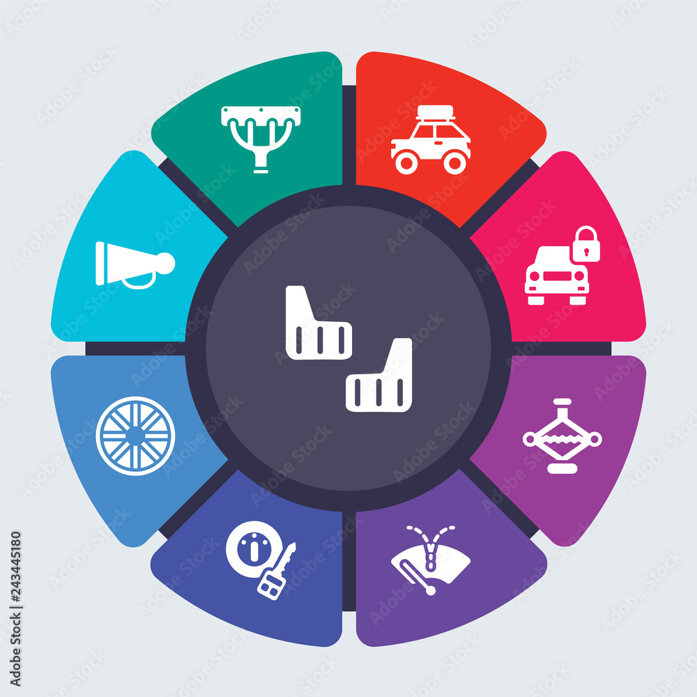 car parts vector template for infographics. Business concept with 9 ...