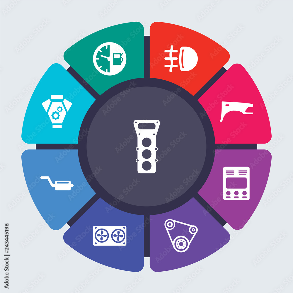 car parts vector template for infographics. Business concept with 9 ...