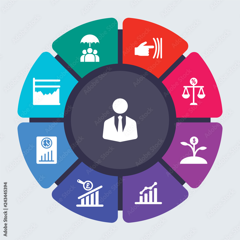 business vector template for infographics. Business concept with 9 ...