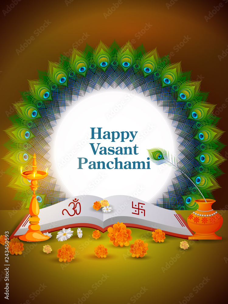 Goddess Saraswati for Vasant Panchami Puja of India Stock Vector ...