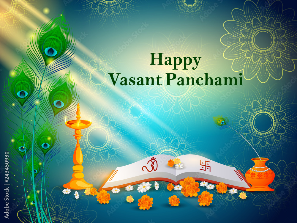 Goddess Saraswati for Vasant Panchami Puja of India Stock Vector ...