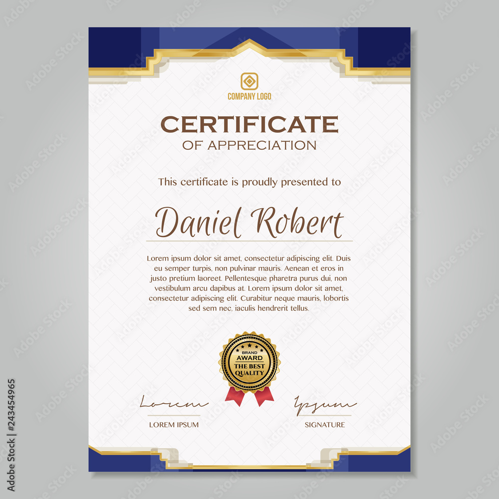 Luxury Certificate template with golden decoration element. Design ...