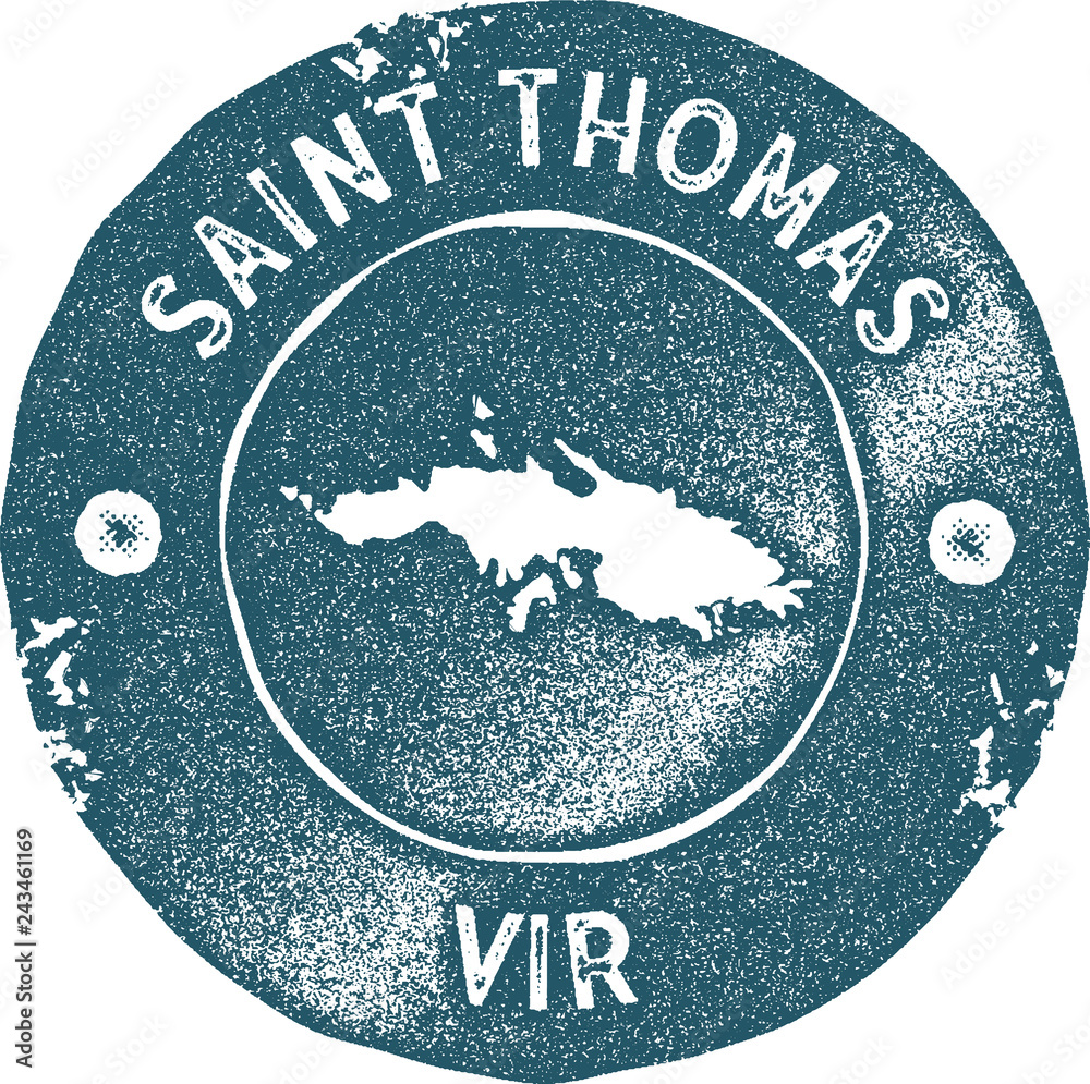 Saint Thomas map vintage stamp. Retro style handmade label, badge or ...