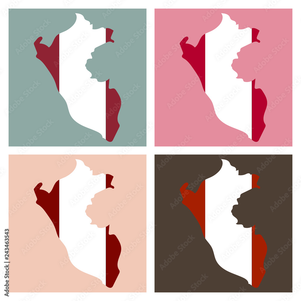 Illustrated map of Peru. Vector illustration with all main tourist ...