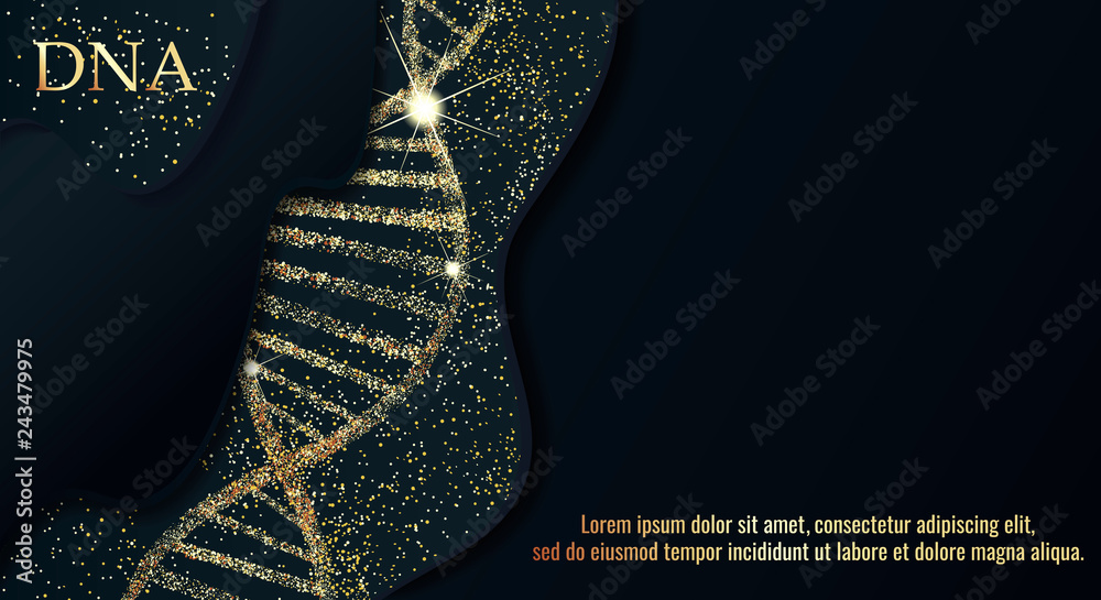 DNA sequence, DNA code structure with gold glow. Science concept ...