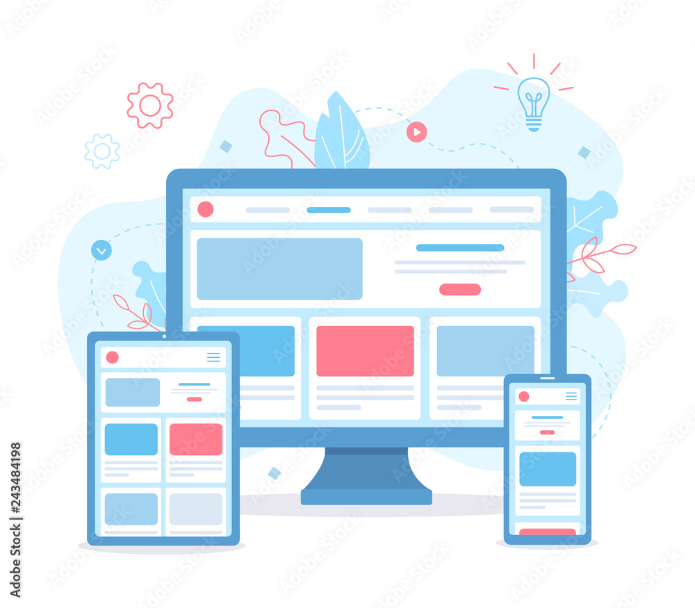 The website is open on different devices: computer, tablet and ...