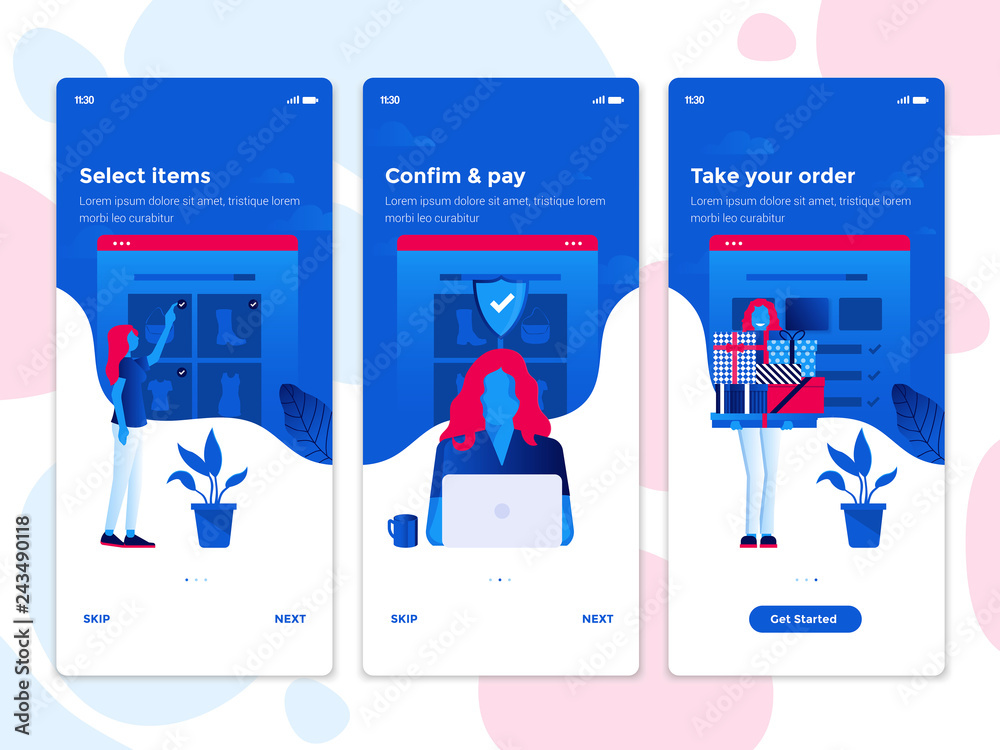 Modern user interface UX, UI screen template for mobile smart phone ...