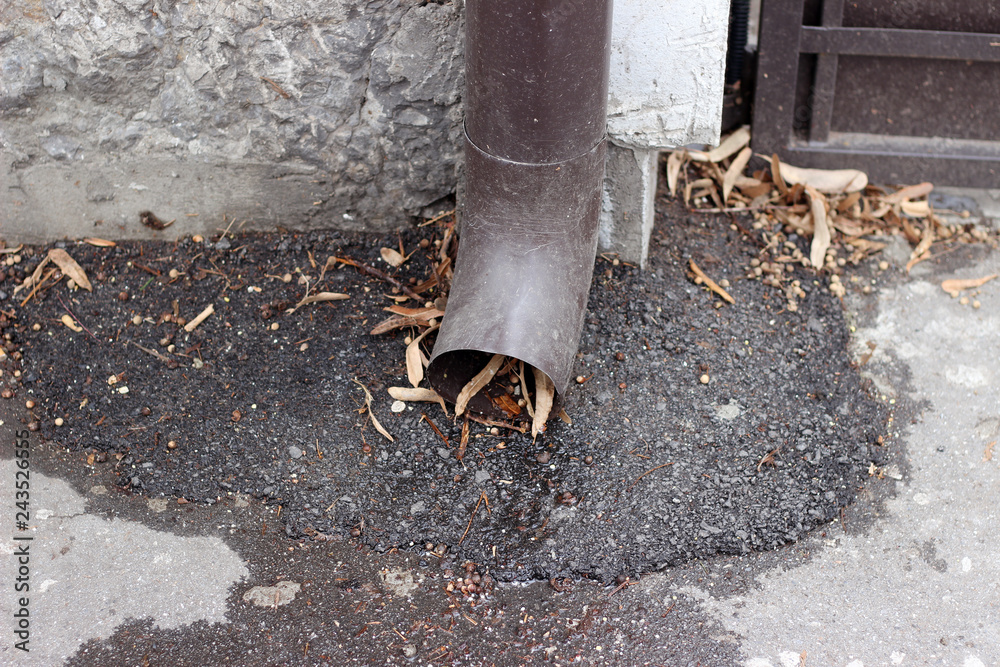 Downspout waterspout rainwater drainage pipe building Stock Photo ...