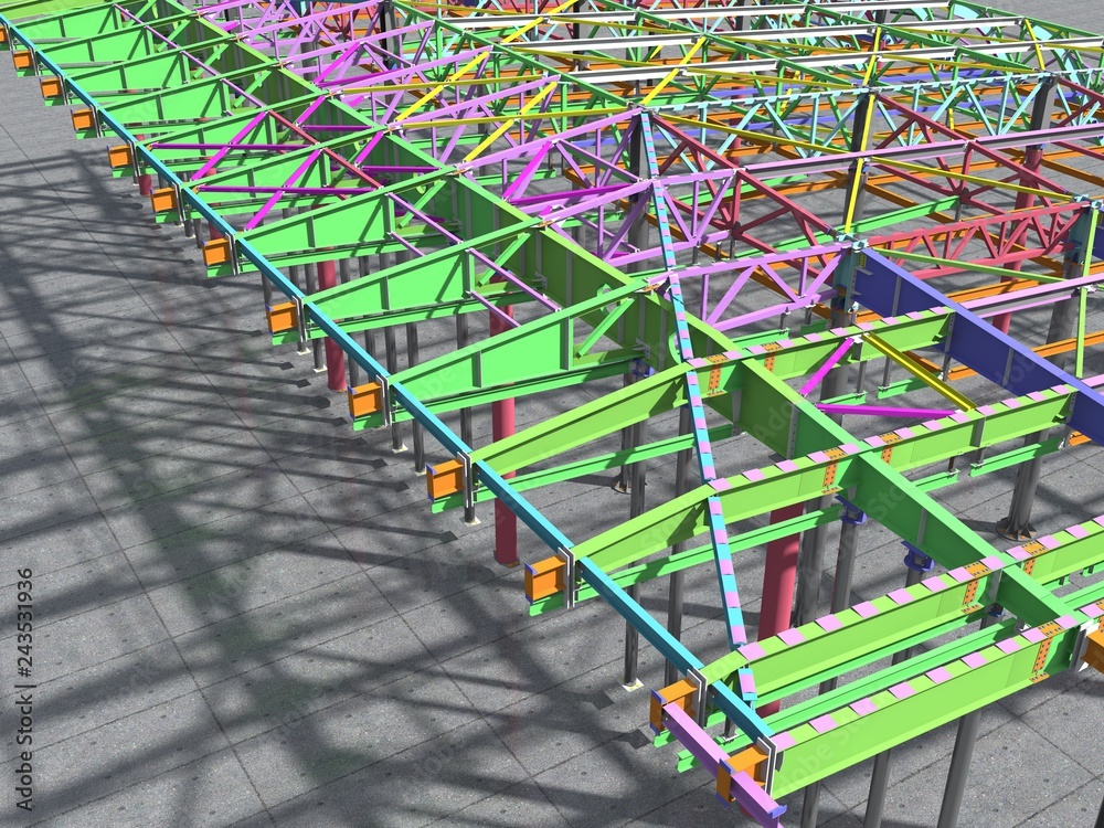 BIM model of metal structure. The building is made of metal structures ...