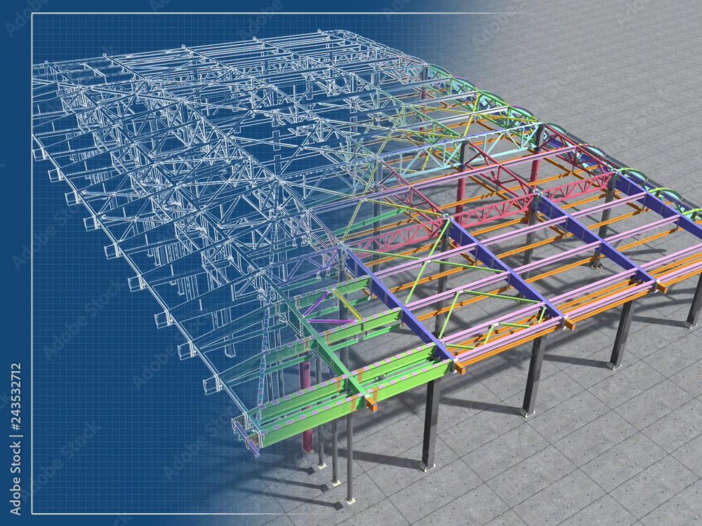 BIM model of metal structure. The building is made of metal structures ...