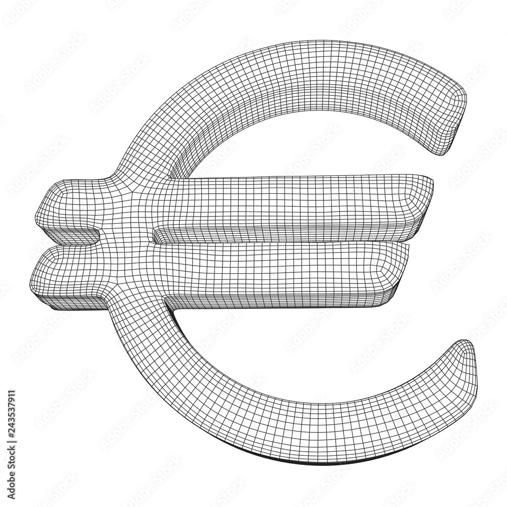 Euro sign abstract model line and composition digitally drawn ...