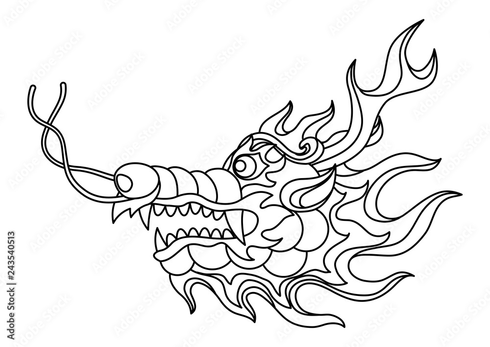 Illustration of Chinese dragon head. Stock Vector | Adobe Stock