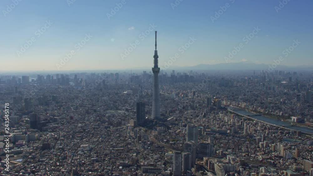 Tokyo, Japan circa-2018. Aerial view of Tokyo Skytree. Shot from ...