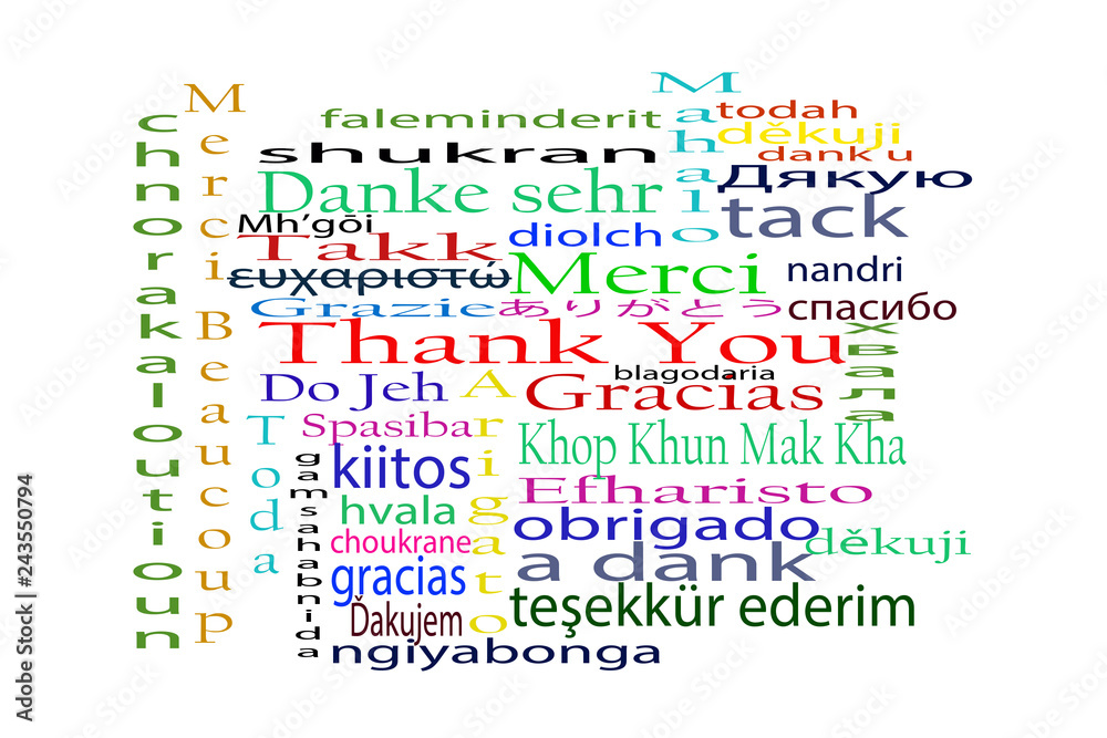 word collage on white background; thank you in multiple languages Stock ...