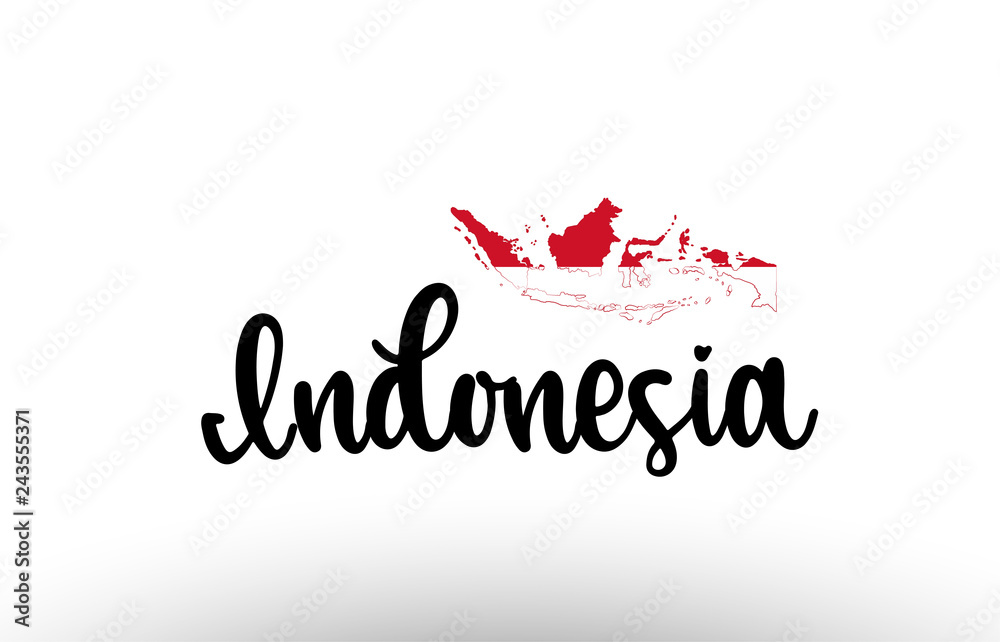 Indonesia country big text with flag inside map concept logo Stock ...