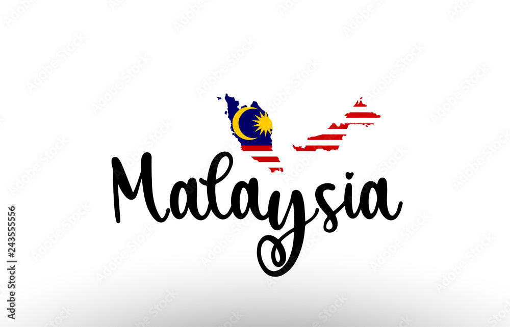 Malaysia country big text with flag inside map concept logo Stock ...