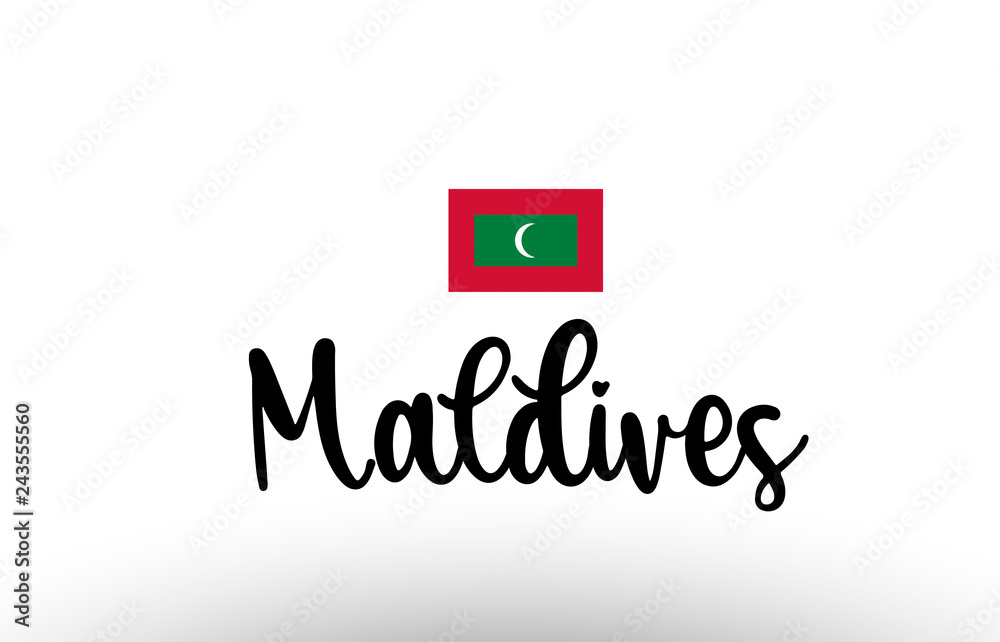 Maldives country big text with flag inside map concept logo Stock ...