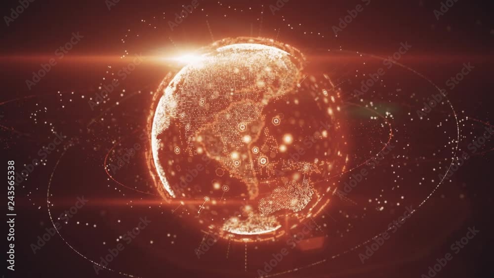 Seamless loop 3d animation of Digital planet earth data abstract of a ...