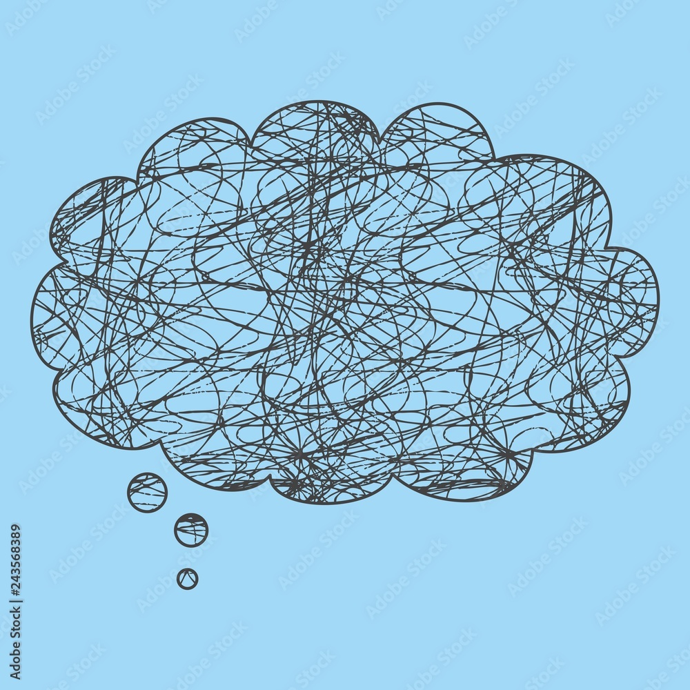Mess in mind or bad thinking concept vector illustration with chaos in ...